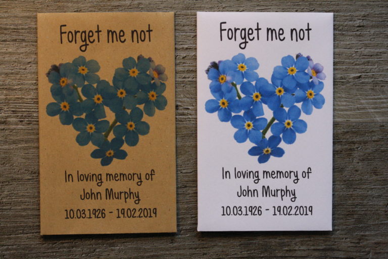 Personalised Funeral Forget Me Not Seed Packets Memorial Keepsake